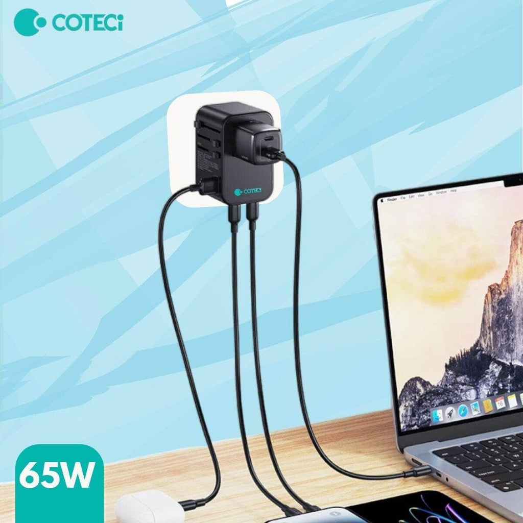 COTECi Travel adapter 65w GaN Universal charger Travel Charger COTECi