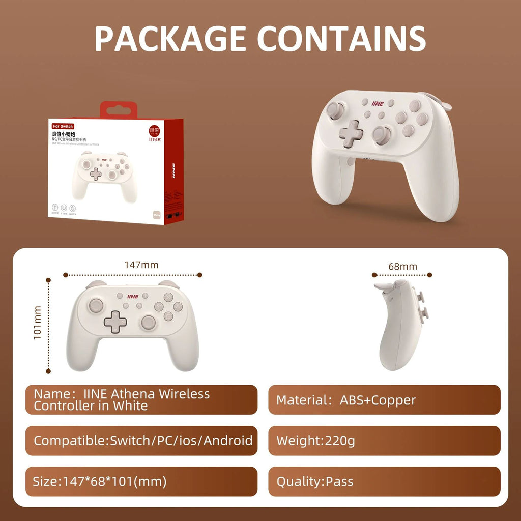lINE Athena Wireless Controller in White for Switch/PC/iOS/Android Gaming Controller IINE