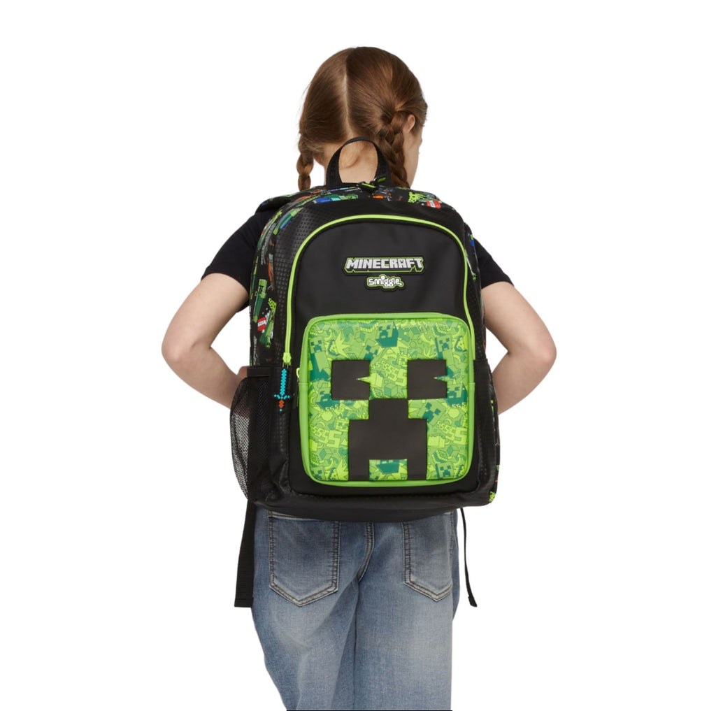 Minecraft x Smiggle Classic Backpack for Kids – Embossed Creeper Design ...