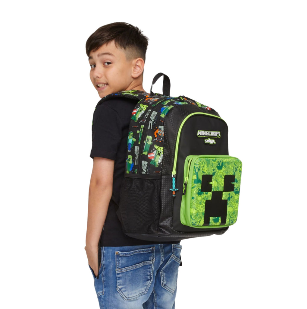 Minecraft x Smiggle Classic Backpack for Kids – Embossed Creeper Design ...