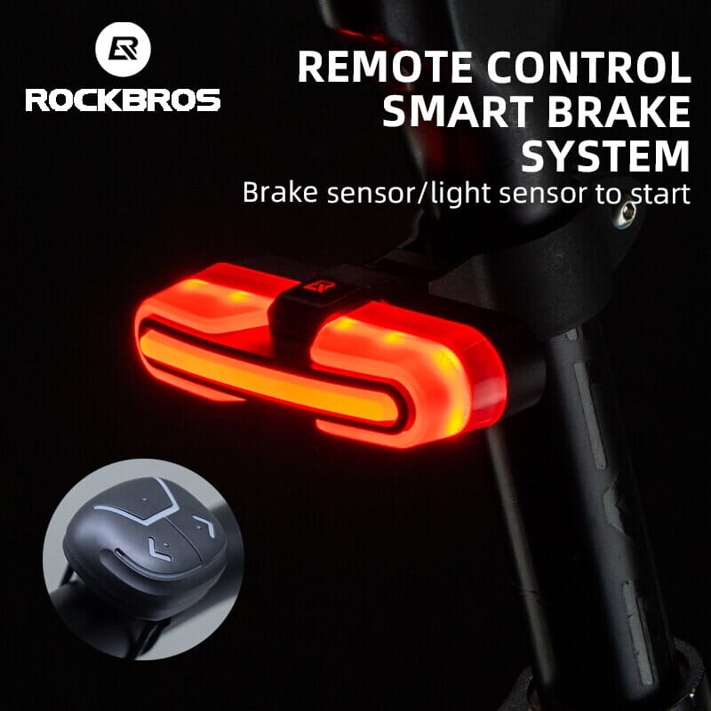 ROCKBROS Bicycle Smart Rear Light Type-C Charging IPX6 Brake Sensor Auto Stop Cycling Taillight ...
